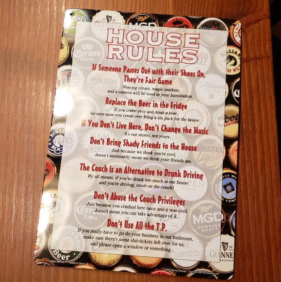 Wall Decor | Beer Sign House Rules Metal Sign | Poshmark